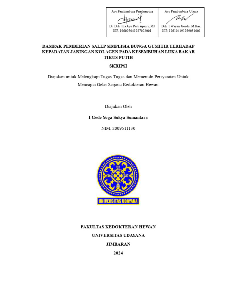 Skirpsi DAMPAK PEMBERIAN SALEP SIMPLISIA BUNGA GUMITIR TERHADAP ...