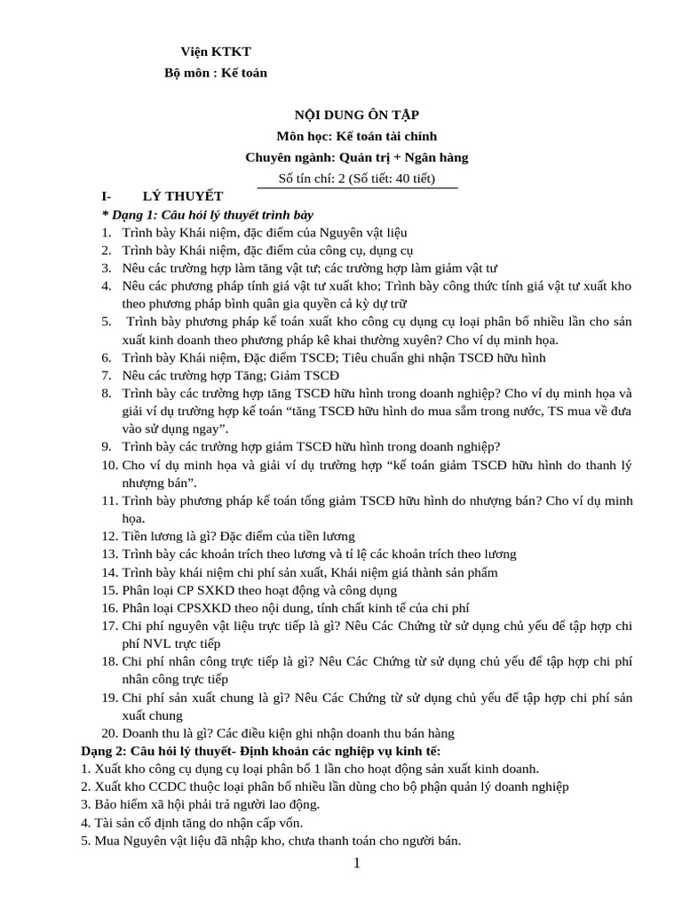 ND ÔN TẬP KTTC - 2 TC Mới 2024 | PDF