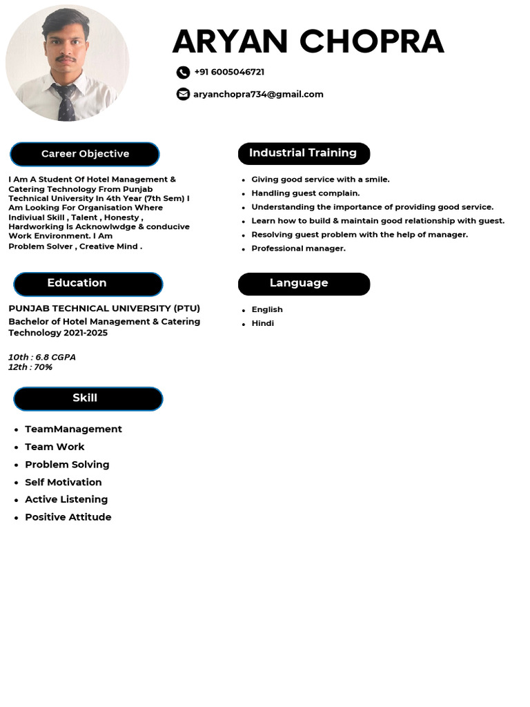 Aryan Chopra CV | PDF