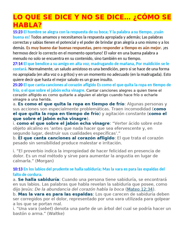 Proverbios Lo Que Se Dice y No Se Dice, Cómo Se Habla | PDF