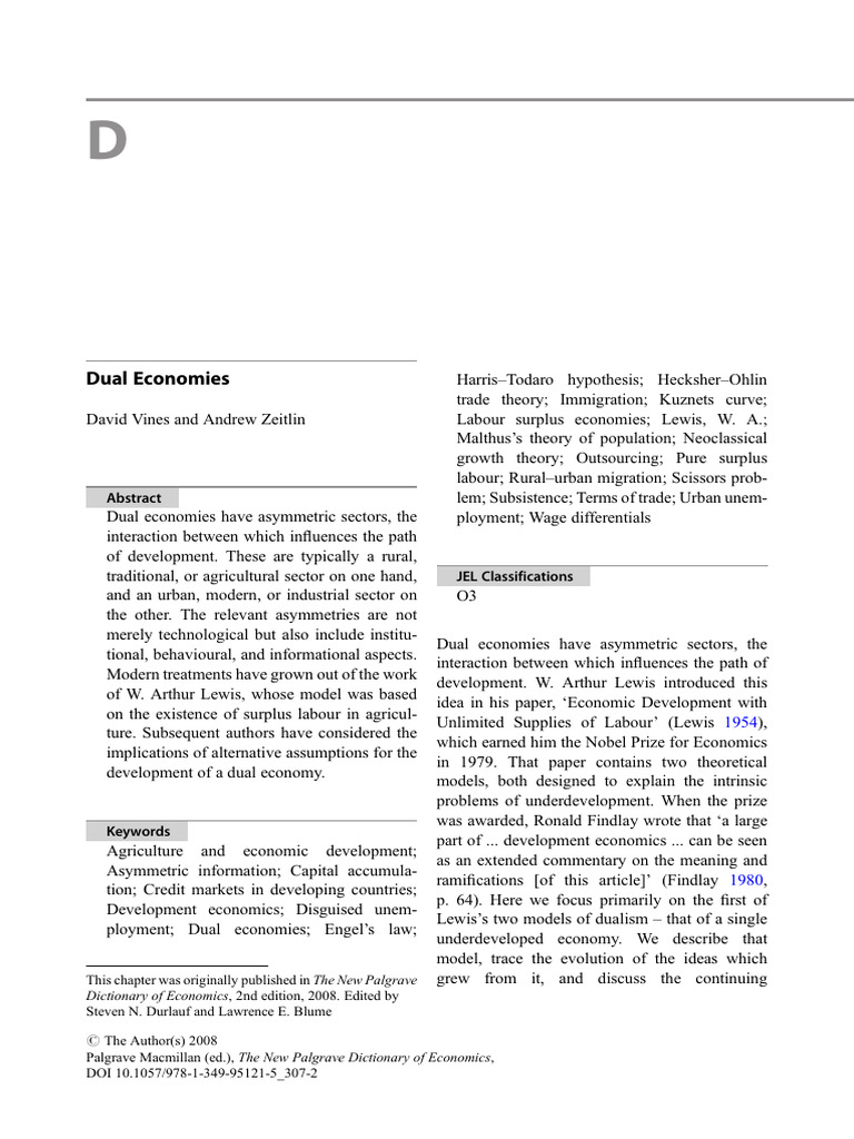 Durlauf, S. and Blume, L. "Dual Economies" | PDF