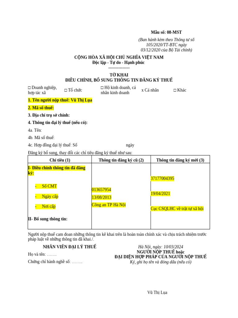 Mau 08MST Theo Thong Tu 105 | PDF