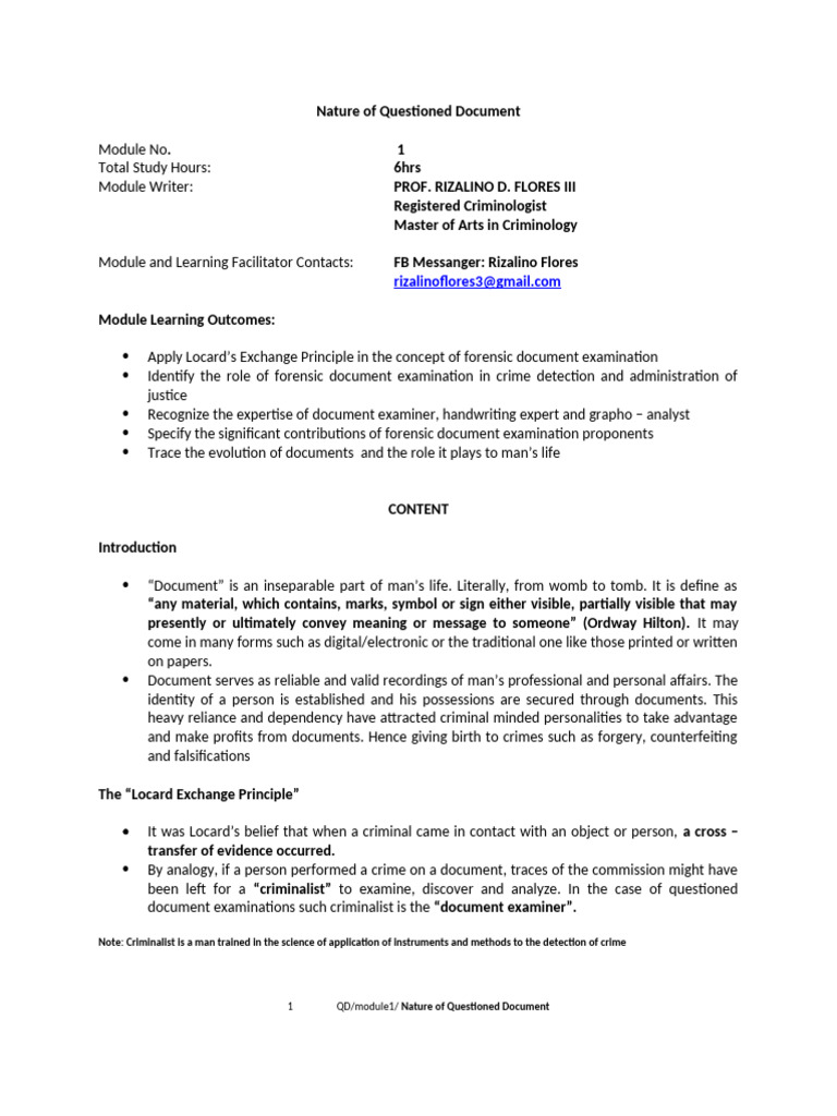 Module-1-Questioned-Documents | PDF