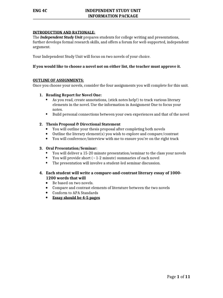 ENG 4C ISU Outline | PDF