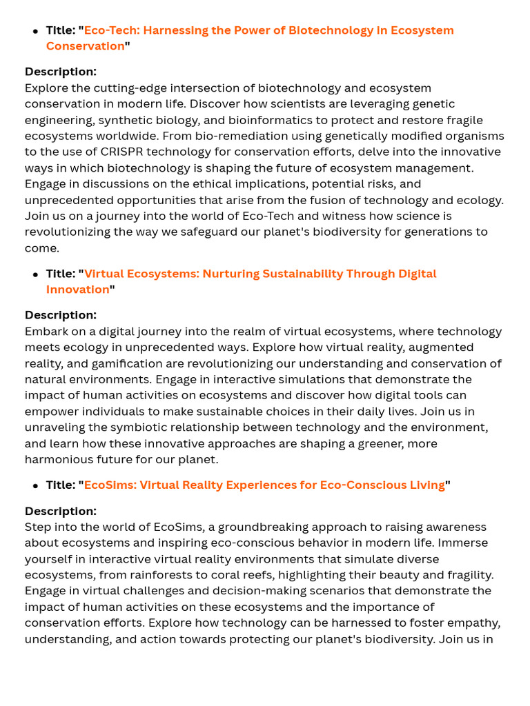 Ecosystem Ideas (Ncse) | PDF