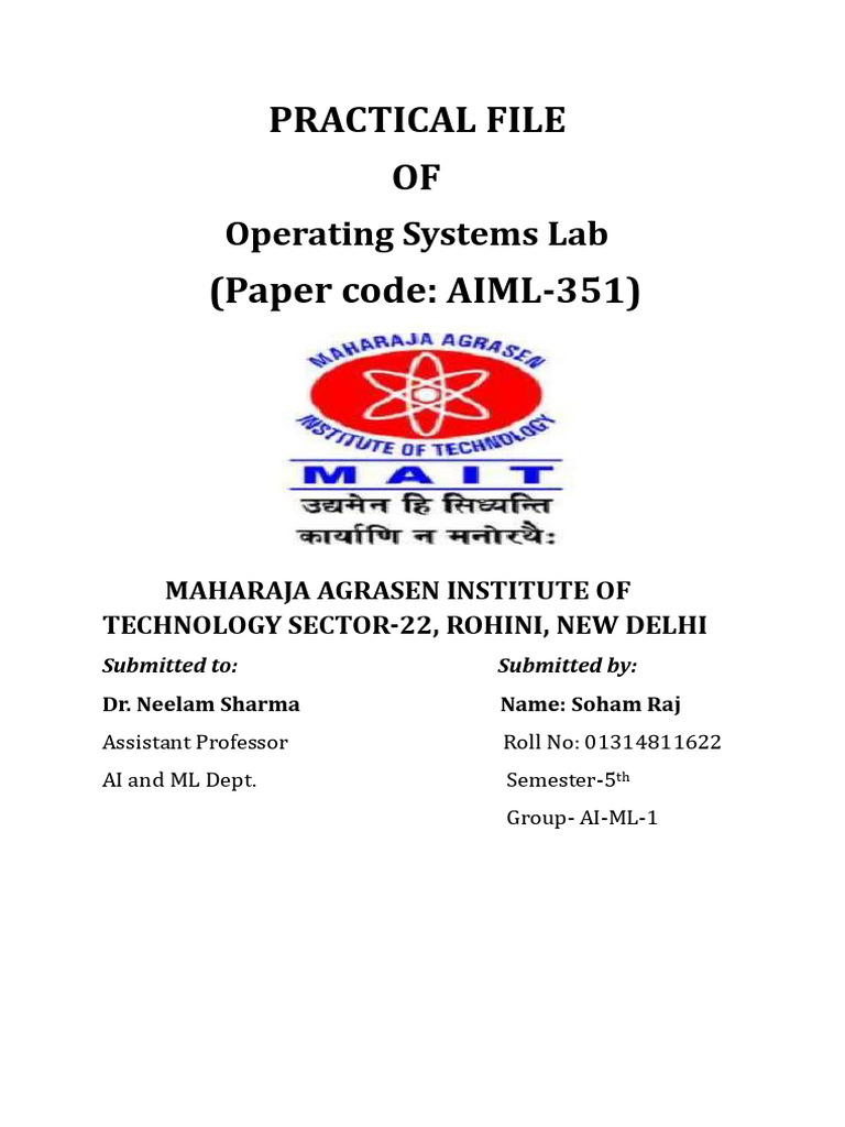 Operating-Systems Practical File (Soham Raj AII-ML) - 4 | PDF