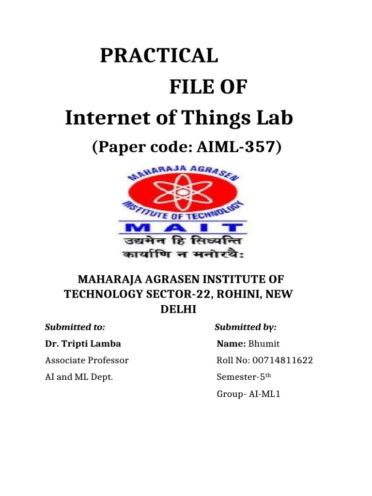IoT Practical File (Soham Raj AI-ML) - 6 | PDF