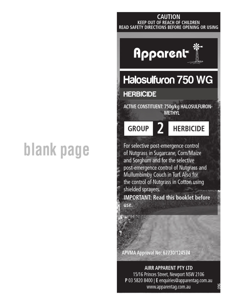 096 App Halosulfuron 750 WG - 100g - Booklet - 230125 | PDF