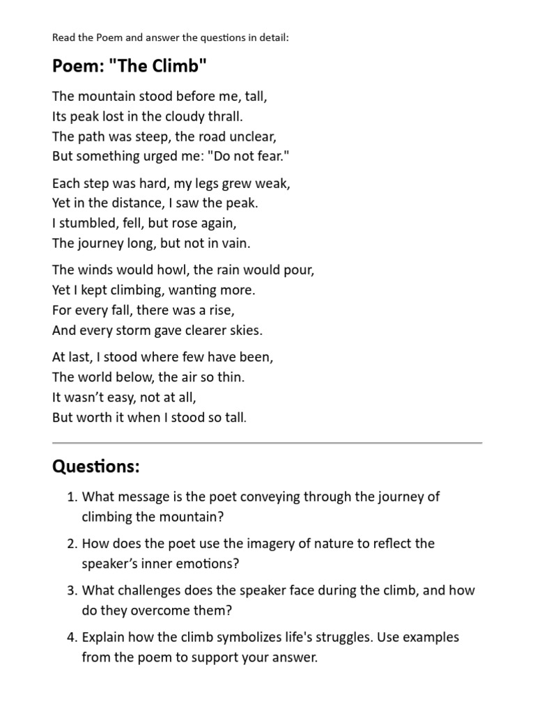 Poem Comprehension | PDF