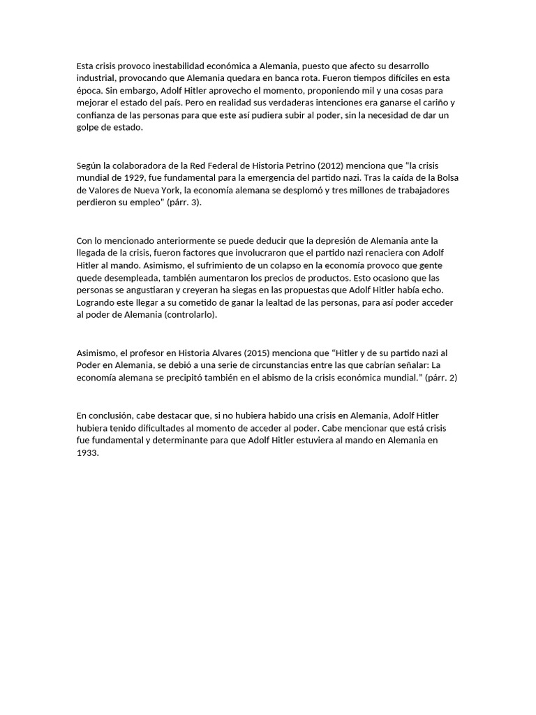 Crisis 1929 Que Aprovecho Adolf Hitler para Su Acenso Al Poder | PDF