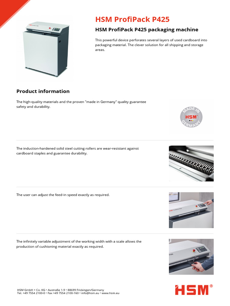 HSM-ProfiPack-P425 - Data Sheet | PDF