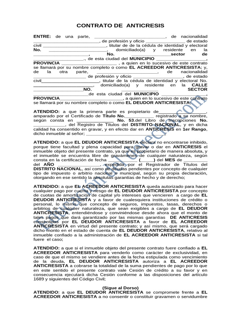 Contrato de Anticresis | PDF