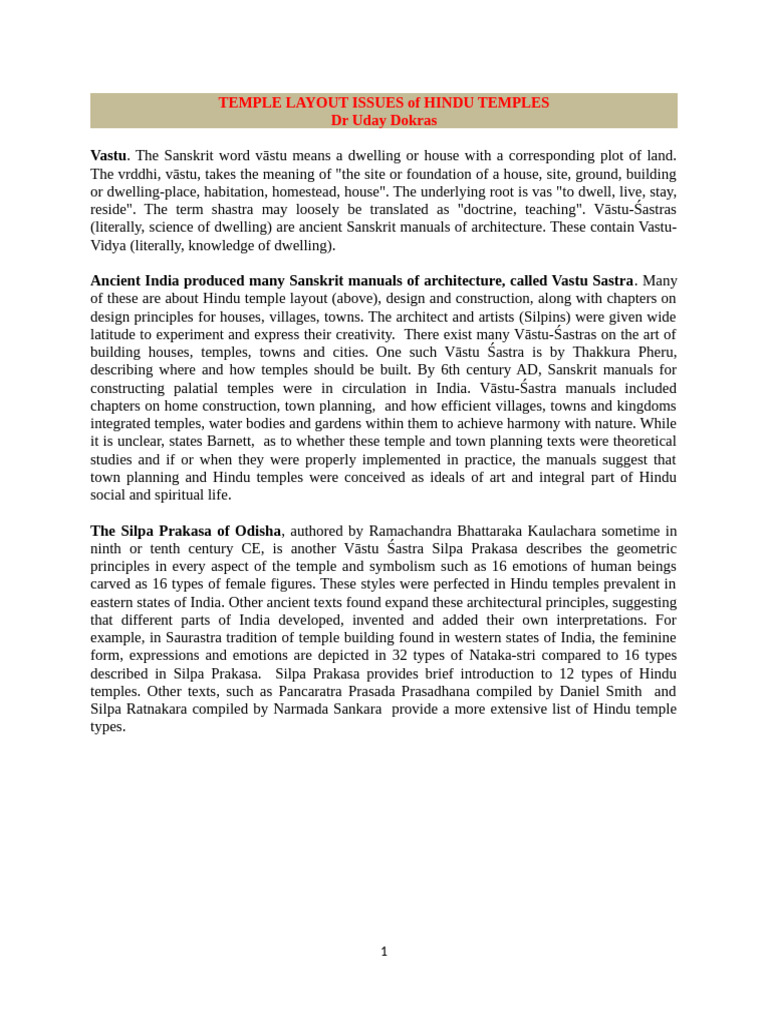 TEMPLE LAYOUT ISSUES of HINDU TEMPLES | PDF