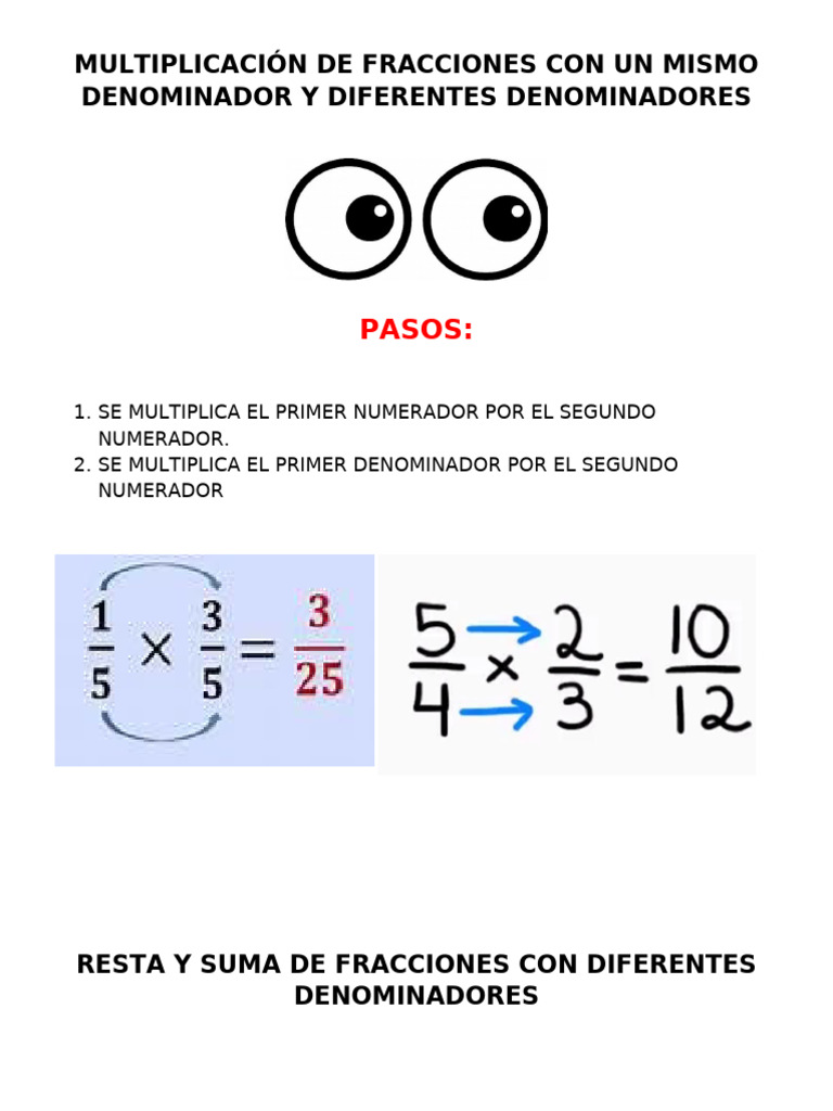 Multiplicación de Fracciones con Denominador Igual | PDF
