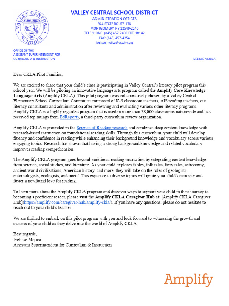 CKLA Parent Letter | PDF