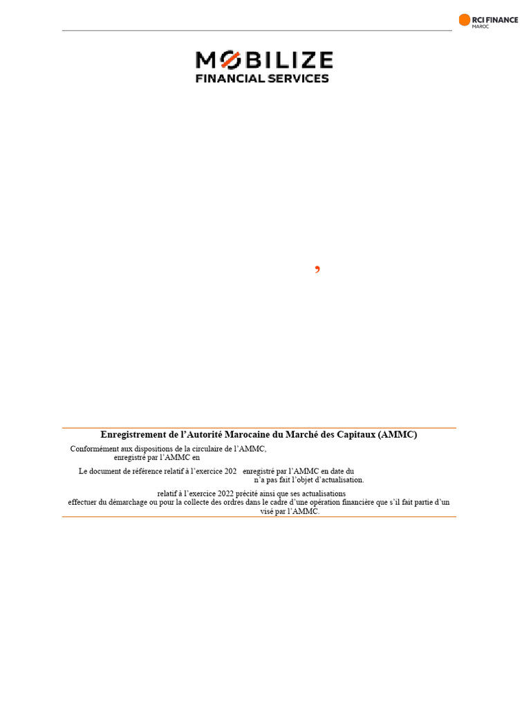 RCI Finance - Actualisation N°1 Du DR | PDF