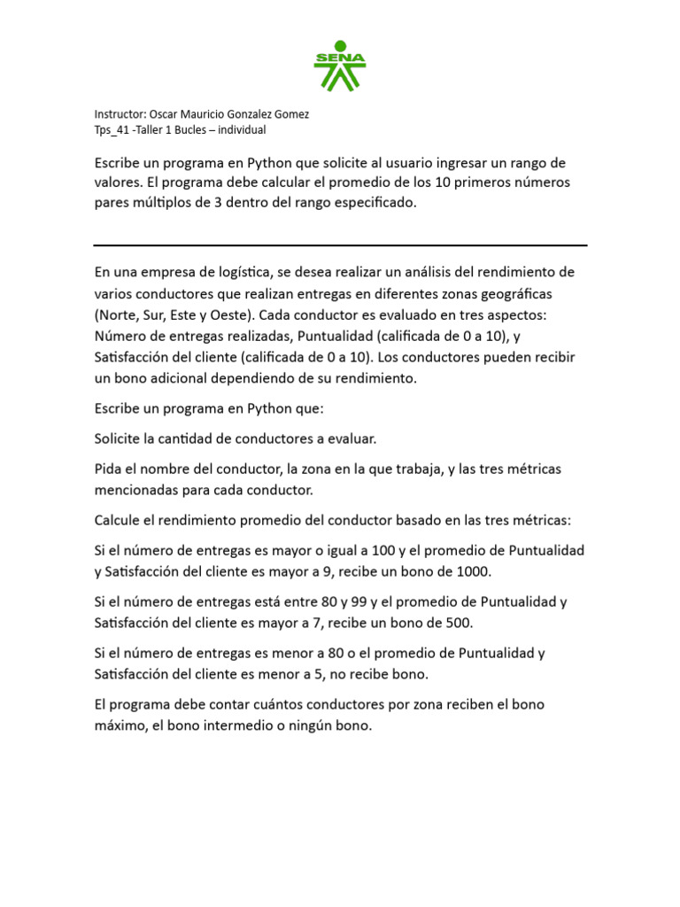 Ejercicios Bucle For Python TPS41 | PDF