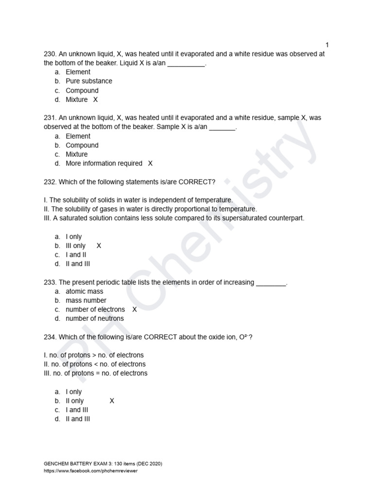 Genchem Battery Exam 3 (2020) | PDF