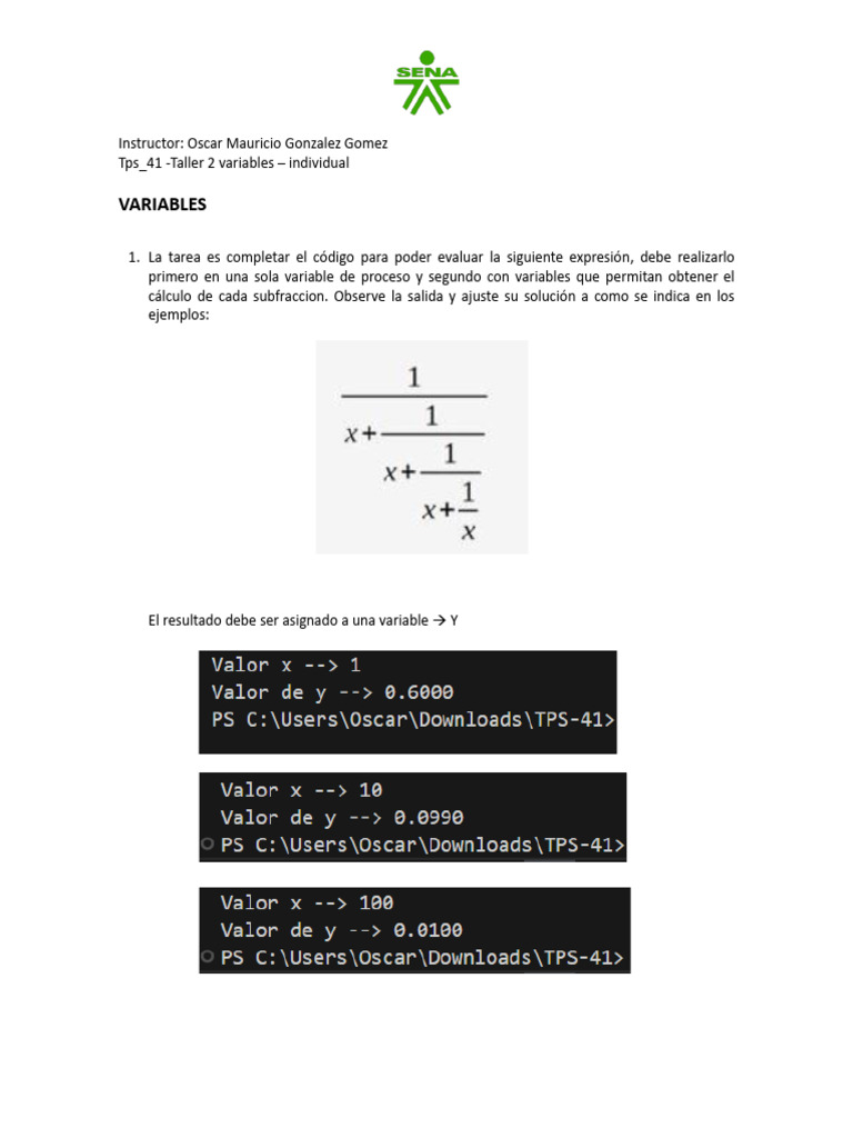 Taller Final Python Variables TPS41 2024 | PDF