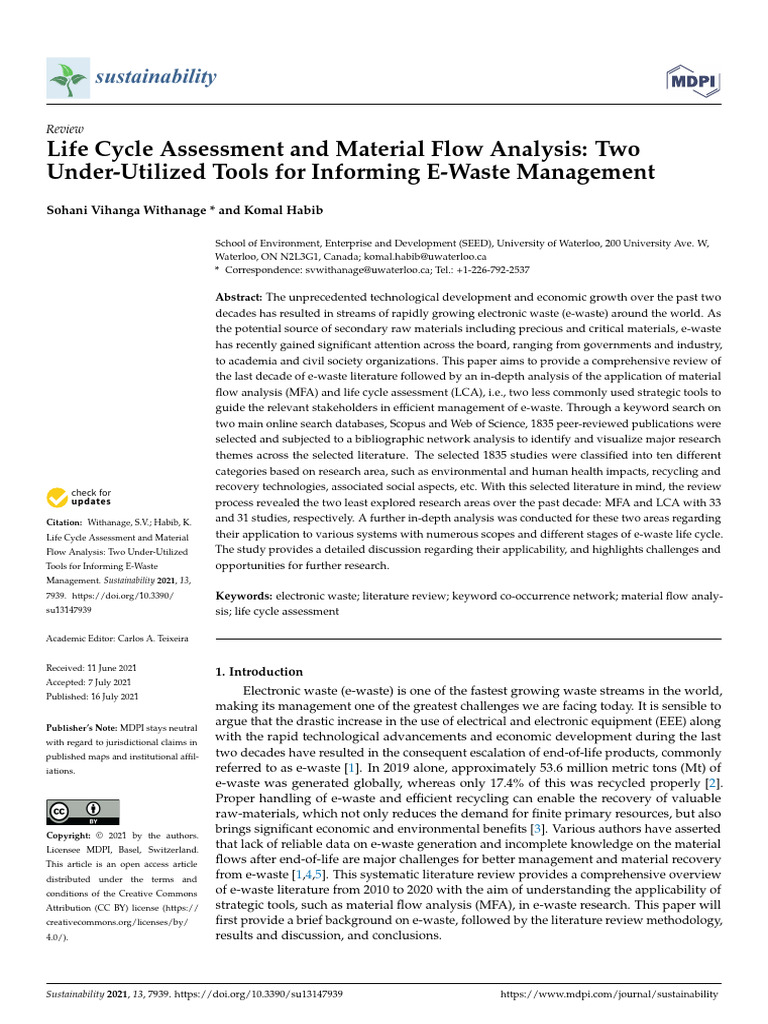 Life Cycle Assessment and Material Flow Analysis T | PDF | Electronic ...