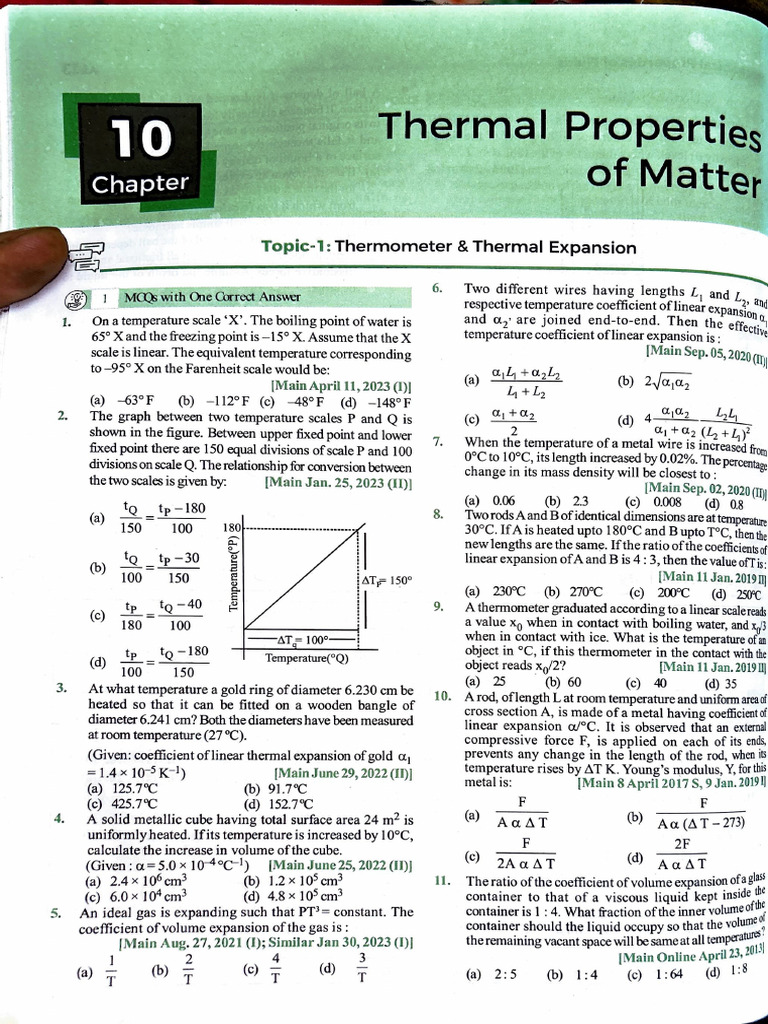 Thermal Prop. of Matter JEE All Topics | PDF | Thermal Expansion ...