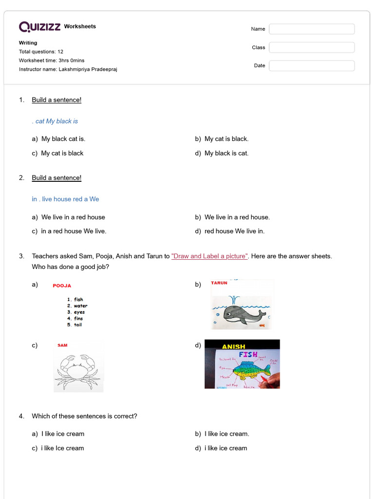 Writing - Quizizz | PDF