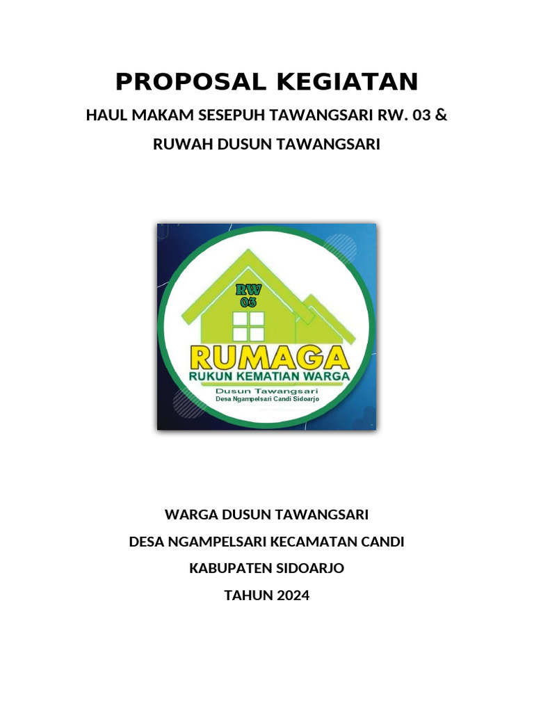 Proposal Kegiatan Haul Makam Rw. 03 | PDF