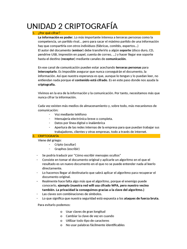 Unidad 2 Criptografia 1 | PDF