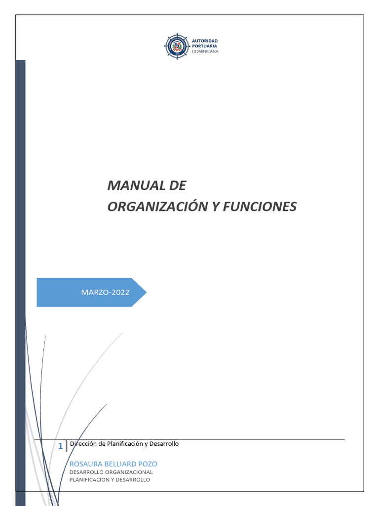 Manual de Organizacion y Funciones APORDOM Version 2022 | PDF