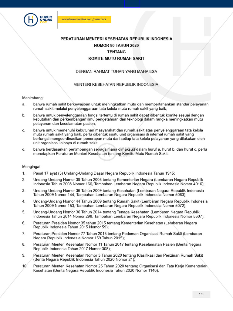 Pedoman Mutu Rumah Sakit | PDF