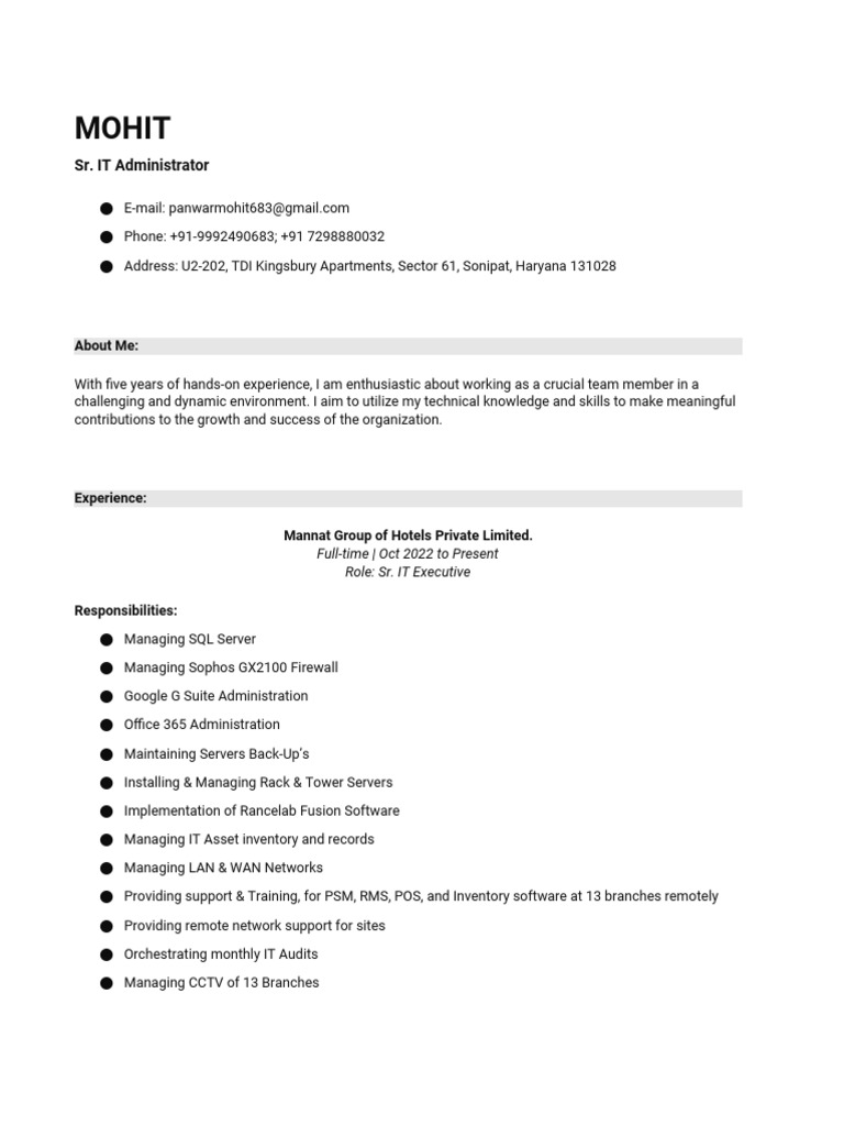 Mohit's Resume | PDF