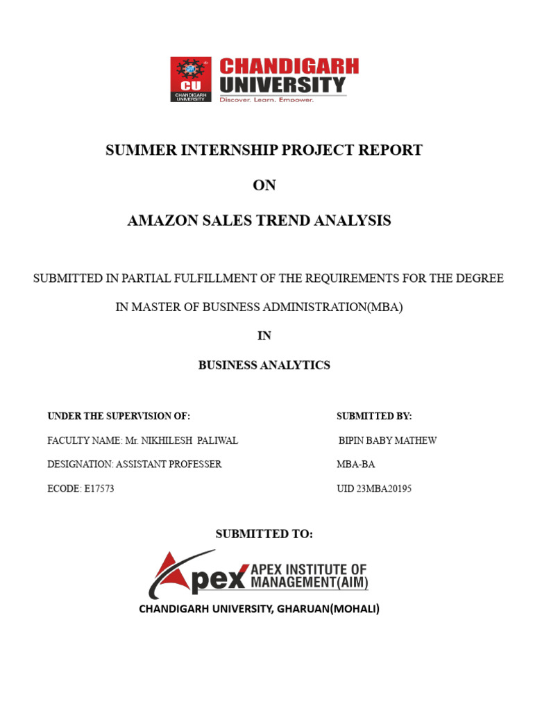 23MBA20195 - Intership Project Report | PDF