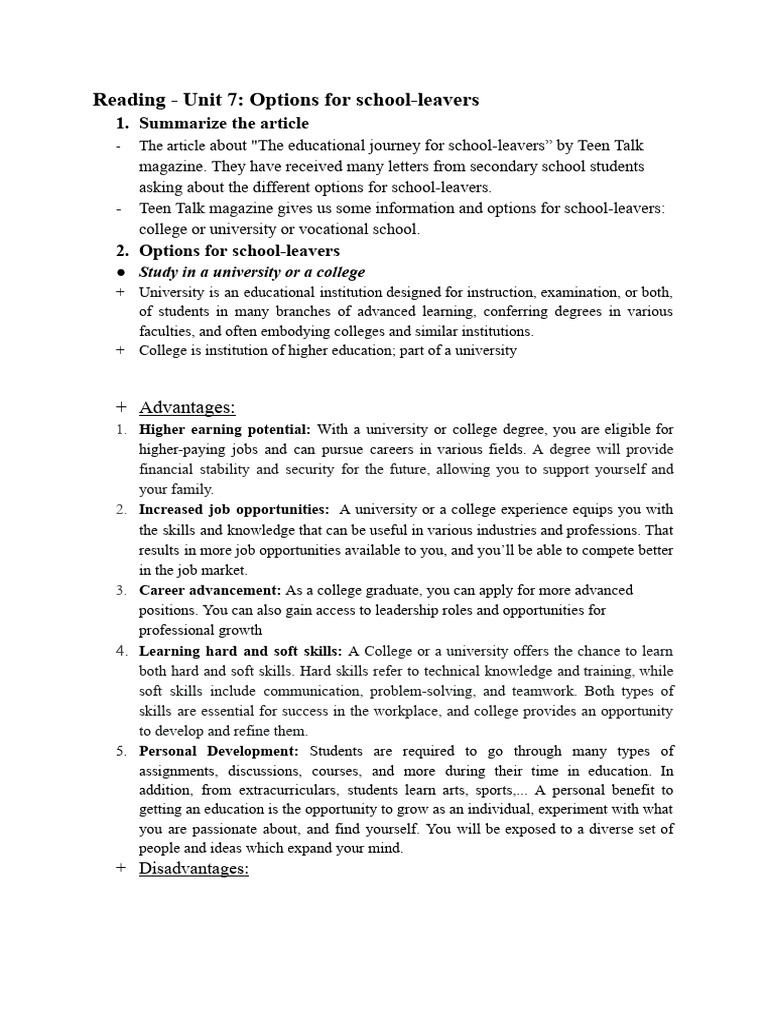 Reading Unit 7 | PDF