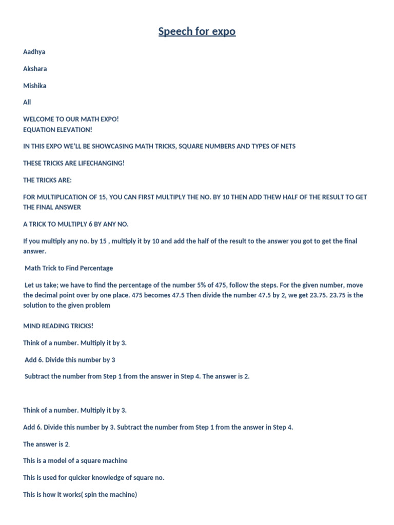 Speech for expo | PDF