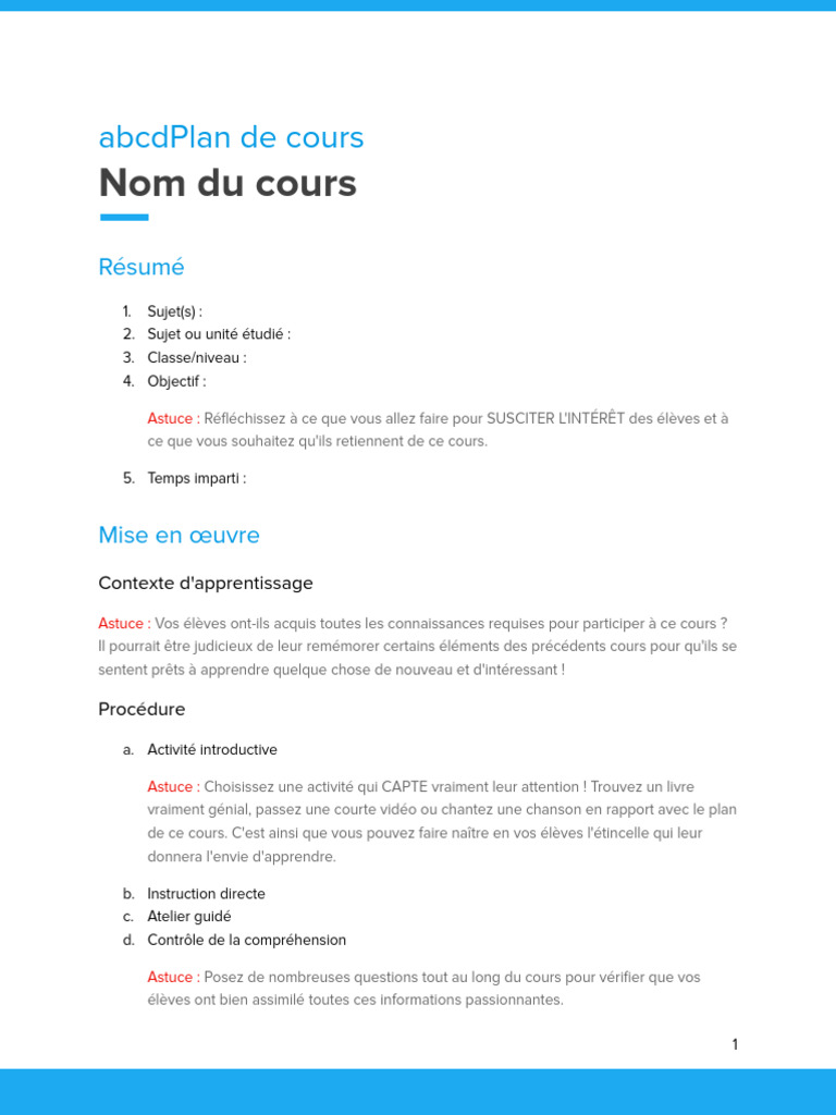 Plan de Cours | PDF