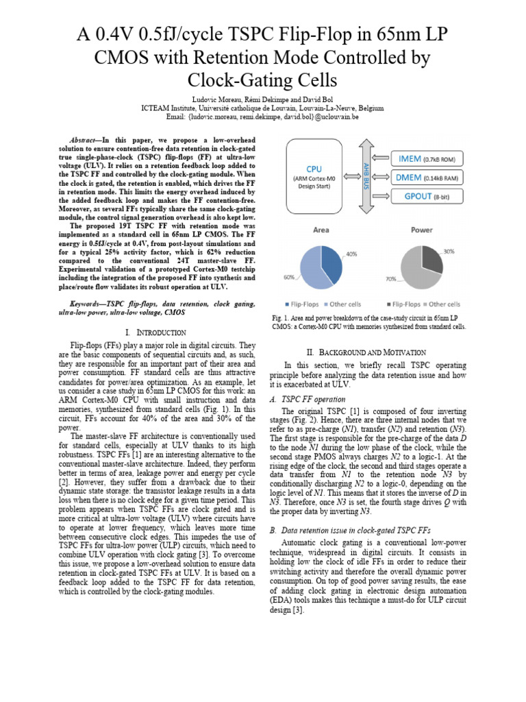 A Low-Power TSPC Flip-Flop in 65nm LP CMOS With Retention Mode ...