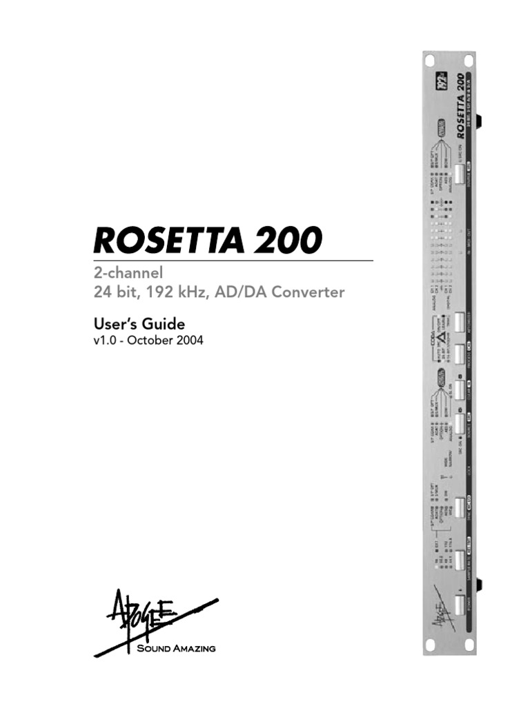 Apogee Rosetta 200 User Guide | PDF
