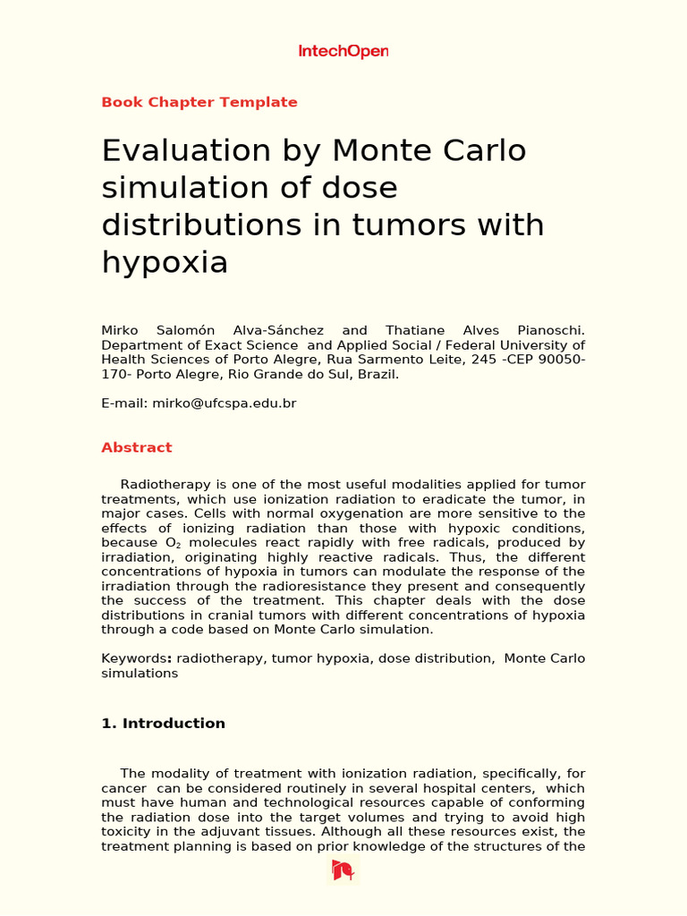 Evaluation By Monte Carlo Simulation Of Dose Distributions In Tumors