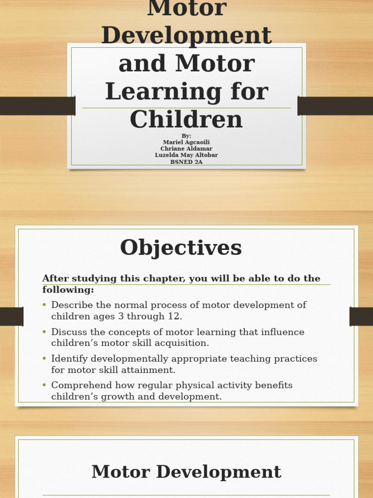 Motor Development and Motor Learning For Children | PDF | Learning | Learning Styles