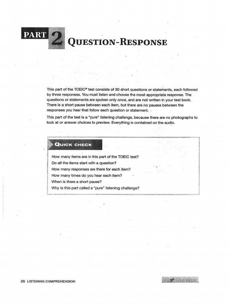09 - TOEIC Listening Part 2 - Question - Response | PDF