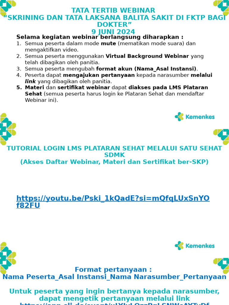 Tata Tertib Webinar Skrining Dan Tata Laksana Balita Sakit Di FKTP_09062024 | PDF