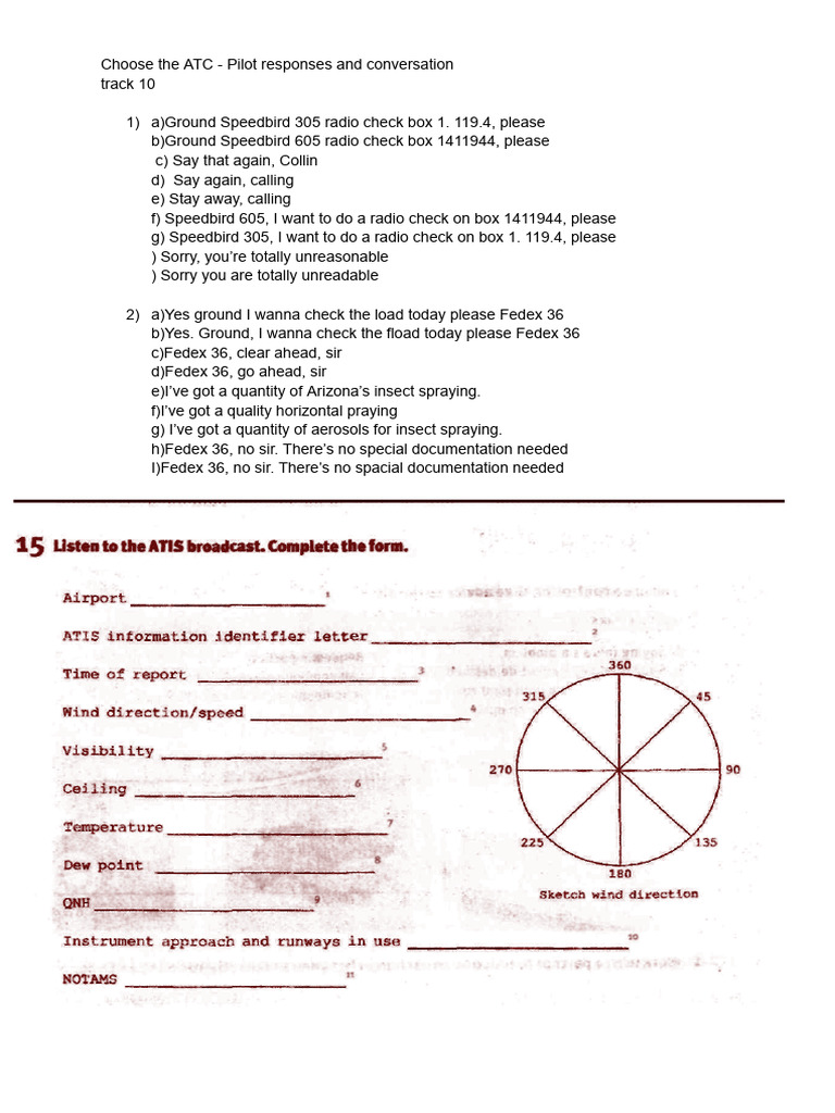 ATC - Pilot Responses and Conversation | PDF