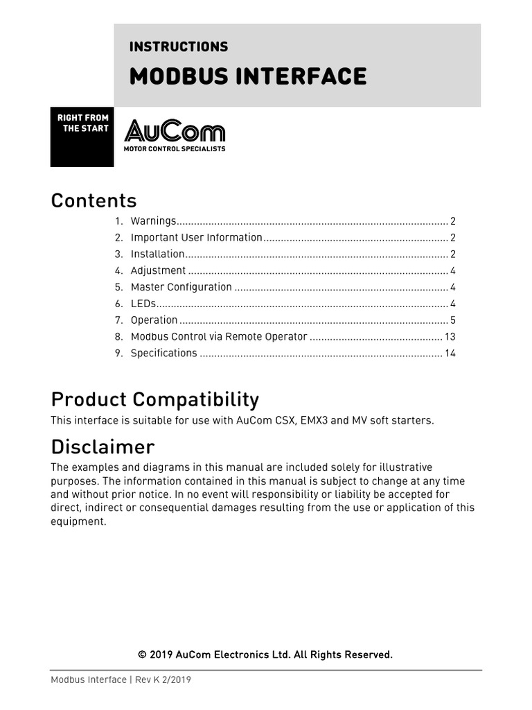 Modbus Interface: Instructions | PDF