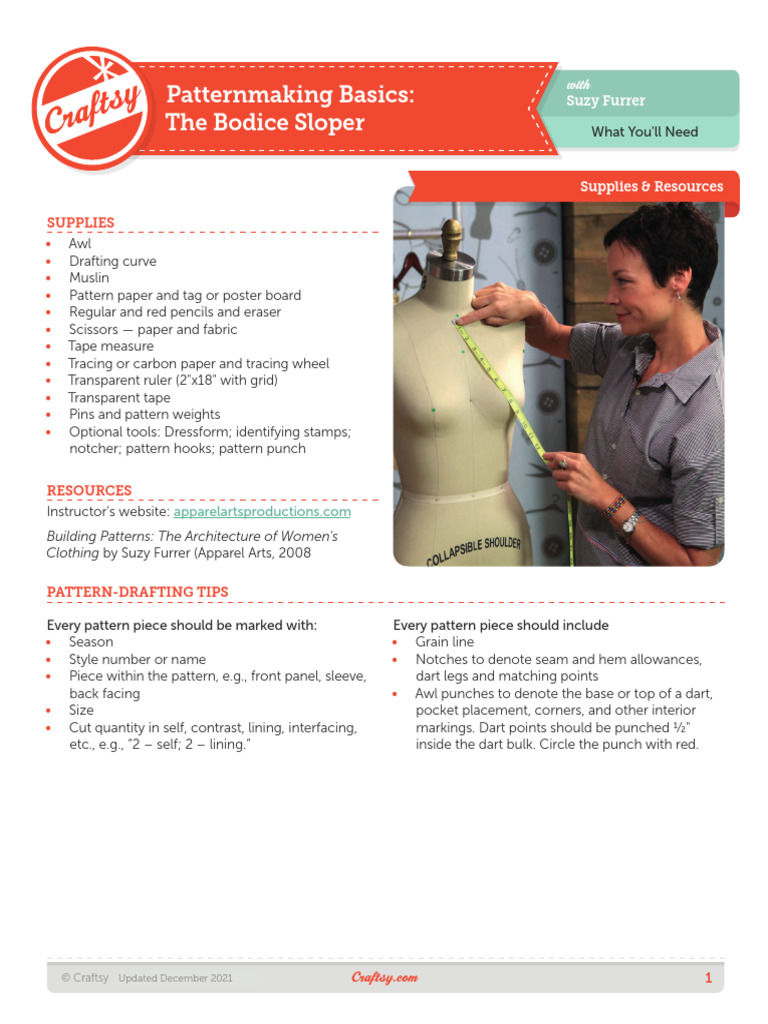 469 Patternmaking Basics The Bodice Sloper Furrer Craftsy v2-2 | PDF