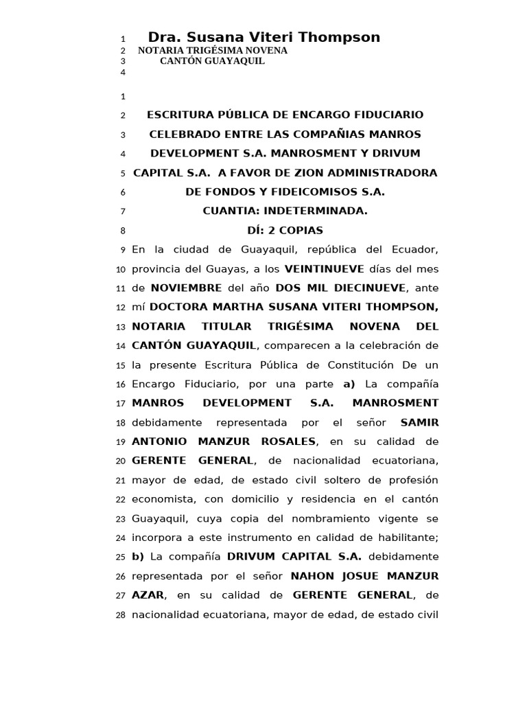 DRIVUM S.A. Encargo Fiduciario - Matriz V Final | PDF