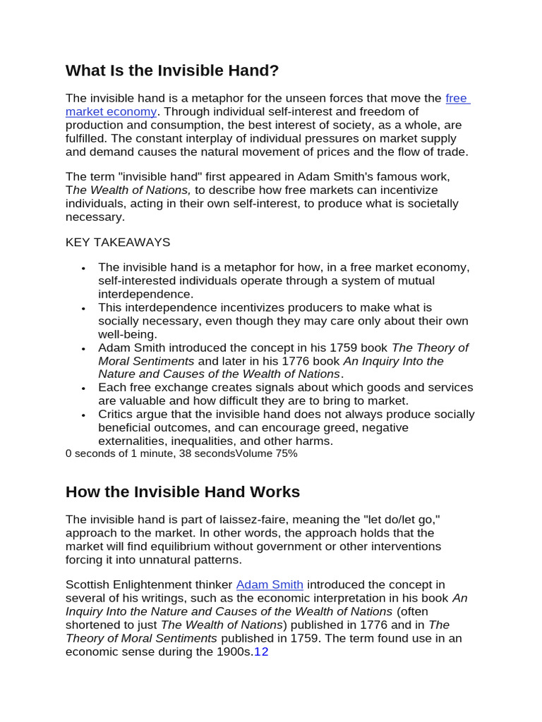 What Is The Invisible Hand | PDF | Market (Economics) | Finance & Money ...