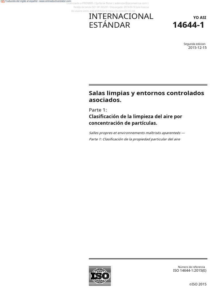 ISO - 14644-1 - 2015 (En) (1) .En - Es | PDF