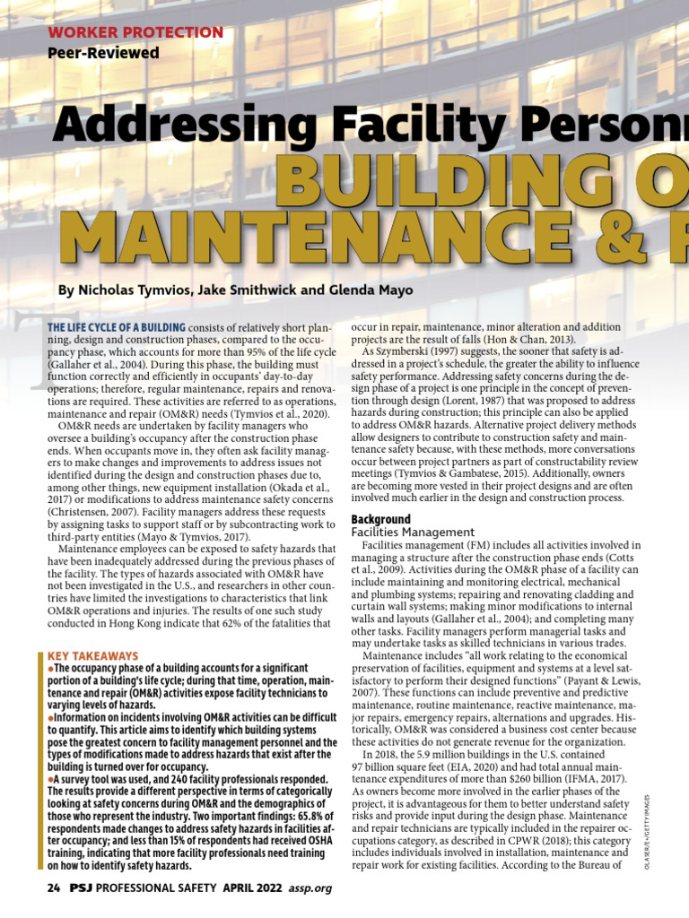 Addressing Facility Personnel Safety and Health | PDF