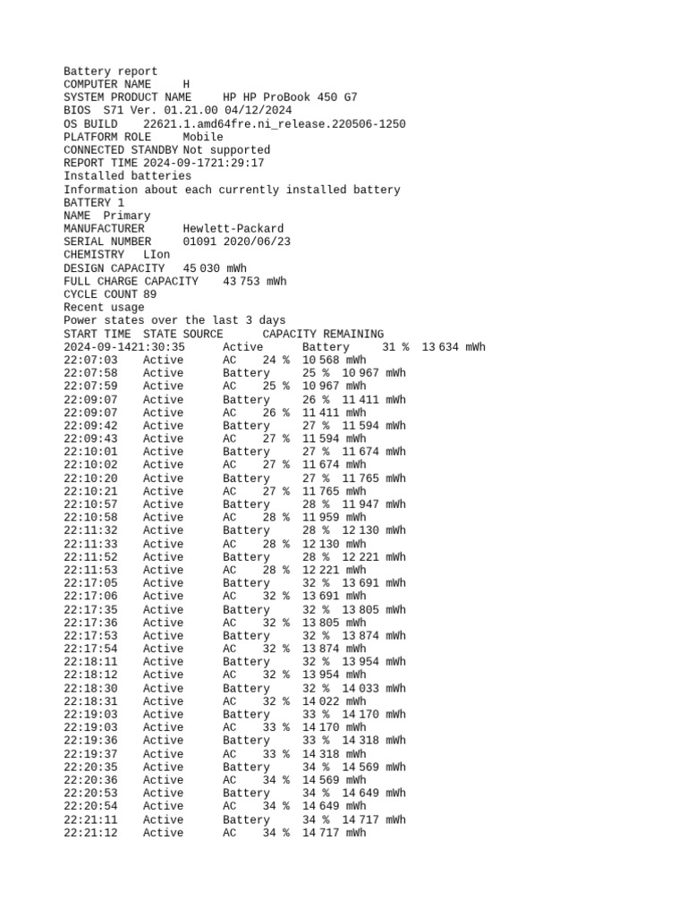 Battery report | PDF