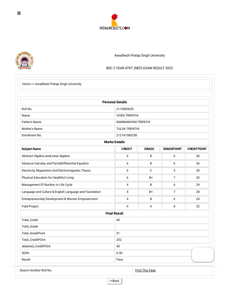 BSC 2 YEAR RESULT | PDF